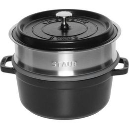 Staub La Cocotte 24cm rund, mit D&auml;mpfeinsatz, schwarz