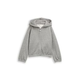 Tom Tailor Mädchen Cropped Hoodie Sweatjacke in Glitzer-Optik, grau, Meliert, Gr. 92/98
