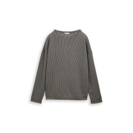 Tom Tailor Damen Loose Fit Sweatshirt mit Stehkragen, schwarz, Gemustert, Gr. XL