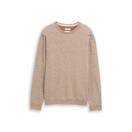 Tom Tailor Herren Strickpullover aus Baumwolle, braun, Meliert, Gr. M