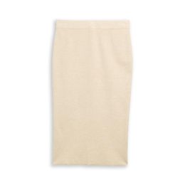 Tom Tailor Damen Midi-Rock mit Schlitz, beige, Uni, Gr. 36
