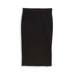 Tom Tailor Damen Midi-Rock mit Schlitz, schwarz, Uni, Gr. 36