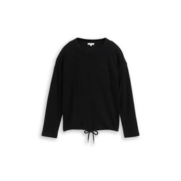 Tom Tailor Damen Loose Fit Sweatshirt, schwarz, Uni, Gr. XL