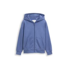 Tom Tailor Jungen Oversize Hoodie Sweatjacke mit Rückenprint, blau, Uni, Gr. 152