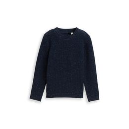 Tom Tailor Jungen Strickpullover aus Noppengarn, blau, Uni, Gr. 116/122
