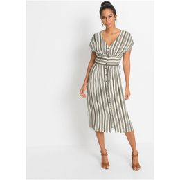 bonprix Kleid, gr&uuml;n, Gr.50, Modisches Kleid mit Streifendesign und durchzogener Knopfleiste.