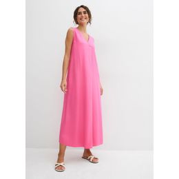 bonprix Tr&auml;gerkleid aus flie&szlig;ender Viskose, pink, Gr.40, Langes, &auml;rmelloses Kleid. V-Ausschnitt., aus Viskose