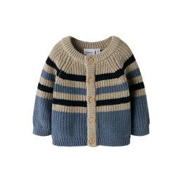 name it Strickjacke 'NBMRAYA' Größe 56 taubenblau / grau / schwarz