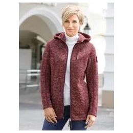 Kapuzenfleecejacke Casual Looks, Damen, Gr. 44, rot (bordeaux, meliert), 100% Polyester, meliert, unifarben, figurumspielend, Jacken