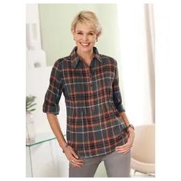 Longbluse Classic Basics, Damen, Gr. 50, rosa (kupferfarben, kariert), 100% Baumwolle, gemustert, kariert, Blusen Longbluse