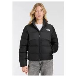 Steppjacke The North Face "Saikuru", Damen, Gr. L, schwarz (tnf schwarz, asphalt grau), Softshell, Obermaterial: 100% Polyester. Wattierung: 100% Polyester, unifarben, hoch geschlossener Ausschnitt, eingesetzt eingefasste Kante, Jacken Steppjacke, sportlicher Stil, Retro-Look, isolierend, winddicht