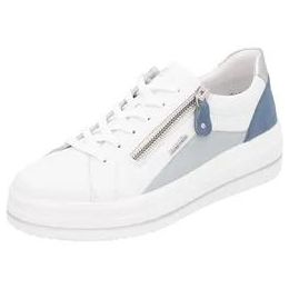 Plateausneaker Remonte, Damen, Gr. 40, blau (wei&szlig;, hellblau), Leder, Lederimitat, kontrastfarbene Details, Schuhe Plateausneaker, Freizeitschuh, Halbschuh, Schn&uuml;rschuh mit Soft-Einlage, Topseller