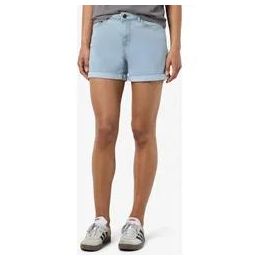 Jeansshorts Noisy may "NMDEBBY NW SLIM SHORTS VI520LB NOOS", Damen, Gr. S (36), N-Gr, blau (light blau denim), Denim/Jeans, Obermaterial: 75% Baumwolle, 18% Polyester, 6% Viskose, 1% Elasthan, unifarben, slim fit kurz, Jeans Jeansshorts