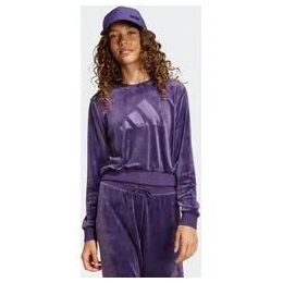 Sweatshirt Adidas SPORTSWEAR "GIRL HOLIDAY BAUCHFREIES", M&auml;dchen, Gr. 152, aurora plum, Obermaterial: 94% Polyester, 6% Elasthan, Rundhals, angesetztes B&uuml;ndchen, Sweatshirts Sweatshirt, aus weichem Samt, bauchfreier Schnitt, Rundhalsausschnitt