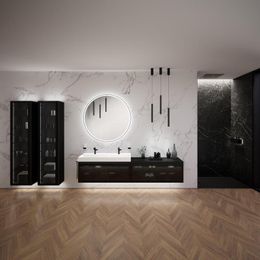 neoro n80 fumo – Designbad mit Badmöbelanlage & Spiegel, Dusche & Armaturen, Bad-des-Monats-Set8,