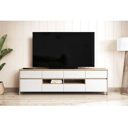 Pharao24.de TV Sideboard Phonomöbel in Eichefarben und Weiß