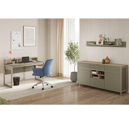 Pharao24.de B&uuml;rom&ouml;bel Set Komplettb&uuml;ro im Skandi Design melaminbeschichtet (dreiteilig)