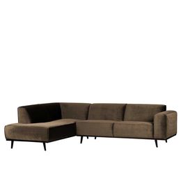 Pharao24.de Sofa Rundecke in Taupe Samt Retrostil