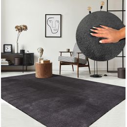 Teppich the carpet "Relax", grau (anthrazit), B:300cm H:16mm L:400cm, Polyester, Teppiche, Teppich, waschbarer Wohnzimmer Teppich modern rutschfest, Kundenliebling