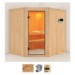 Sauna Karibu "Siirin", beige (naturbelassen), Saunaofen, externe Steuerung, 9 kW, Saunen, Ofen 9 KW externe Strg easy