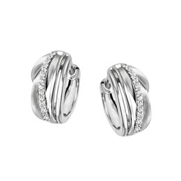 Paar Creolen Firetti "Schmuck Geschenk Silber 925 in tlw. verschlungener Optik rhodiniert", bunt (silberfarben, weiß, kristallweiß), Ohrringe, Damen, 11,9mm, Silber 925 (Sterlingsilber), mit Zirkonia (synth.)
