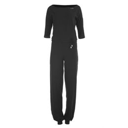 Jumpsuit WINSHAPE "WJS2", Damen, Gr. M, schwarz, 90% Baumwolle, 10% Elasthan, U-Boot-Ausschnitt, Overalls, ¾-Arm
