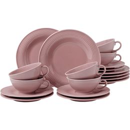 Teeservice Seltmann Weiden "Geschirr-Set, 18 Teile, Beat, klein", rosa, 18 Stk., Porzellan, Geschirr-Sets, Tassen, Untertassen, Teller, Made in Germany, 18 Teile, für 6 Personen