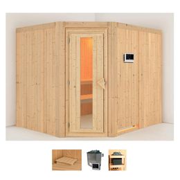 Sauna Karibu "Marit", beige (naturbelassen), Saunaofen, externe Steuerung, 9 kW, Saunen, Ofen 9 KW externe Strg easy