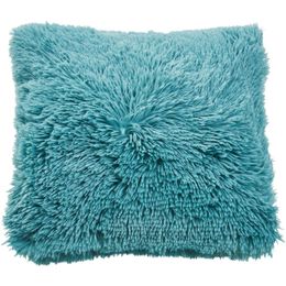 Fellkissen done. "Flurry", aqua, felloptik unifarben, B:50cm H:20cm L:50cm, Obermaterial: 100% Polyester, Dekokissen_Sitzkissen_Kissenhüllen, inklusive Füllung