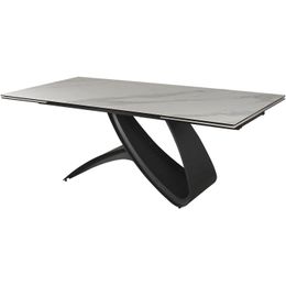 Esstisch Home Affaire "Tangularis", weiß (weiß, schwarz, weiß), B:200cm H:76cm T:90cm, Keramik;Beine Metall, Tische, erweiterbar mit 2 Auszügen auf 300