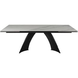 Esstisch Home Affaire "Tangularis", weiß (weiß, schwarz, weiß), B:200cm H:76cm T:90cm, Keramik;Beine Metall, Tische, erweiterbar mit 2 Auszügen auf 300