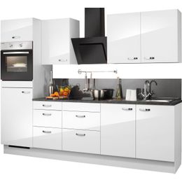 K&uuml;chenzeile Optifit "Ole", wei&szlig; (k&uuml;che: wei&szlig;, korpus: wei&szlig;, arbeitsplatte: anthrazit), B:270cm T:60cm, Komplettk&uuml;chen-Sets, K&uuml;chenzeile, mit E-Ger&auml;ten, Breite 270 cm, Topseller