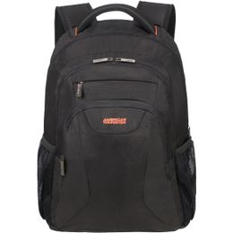 Laptoprucksack American Tourister "AT WORK 17.3, black/orange", Damen, Gr. B/H/T: 33,5cm x 52,5cm x 23,5cm, orange (schwarz, orange), Polyester, Rucks&auml;cke Laptoprucksack, Kinderreisekoffer Kindertrolley Handgep&auml;ck Hartschalenkoffer