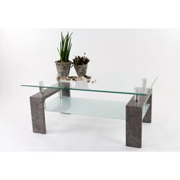 Couchtisch PAROLI, grau (steinoptik), B:100cm H:45cm T:60cm, Tische, Couchtisch Eckige Couchtische Glas-Couchtisch