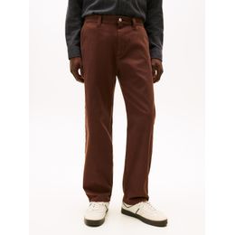 Chinohose Tommy Jeans "SONNY COTTON DOBBY CHINO", Herren, Gr. 34, Länge 32, rich braun, Web, Obermaterial: 98% Baumwolle, 2% Elasthan, straight fit lang, Hosen, Straight fit