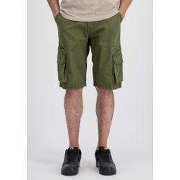 Shorts Alpha Industries "Alpha Short", Herren, Gr. 30, Normalgrößen, grün (schwarz olive), Obermaterial: 100% Baumwolle, Hosen