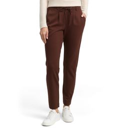 Jogger Pants Tom Tailor, Damen, Gr. 40, Länge 32, schwarz pecan braun, Jersey, Obermaterial: 60% Viskose, 34% Polyamid, 6% Elasthan. Futter: 100% Polyester, unifarben, lässig geschnitten lang, Hosen, mit Bundfalten