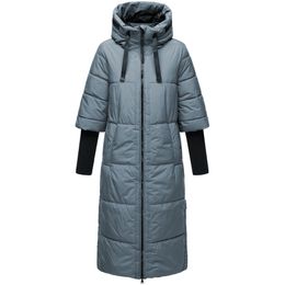 Steppmantel Navahoo "Ciao Miau XIV", Damen, Gr. L (40), blau, Oberstoff: 100% Polyester, Futter: 100% Polyester, Wattierung: 100% Polyester, Ärmelfutter: 100% Polyester, oversize ca. Mitte Wade, eng Rippstrickbündchen krempelbar, Mäntel, Langer Wintermantel mit Rippstrickärmel