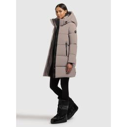 Steppmantel Khujo "HAYA2 MATT", Damen, Gr. L, greige, 100% Polyester, unifarben, eingesetzt elastischer Bund mit Windstopper, Mäntel