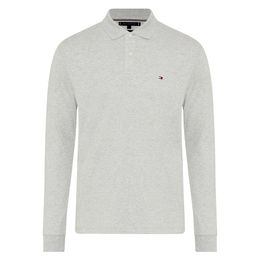 Langarm-Poloshirt Tommy Hilfiger "L/S LIQUID COTTON REG POLO mit Jersey und Markenlabel", Herren, Gr. L, light grau heather, Jersey, Obermaterial: 100% Baumwolle, Shirts, unifarben, casual, regular fit, Baumwolle, Polokragen