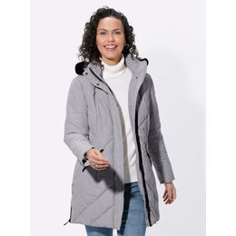 Steppjacke Casual Looks, Damen, Gr. 38, grau (steingrau), 100% Polyester, Fellimitat:100% Polyester, Wattierung:100% Polyester, unifarben, Jacken Steppjacke