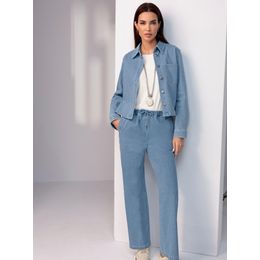 Jeansbluse Heine, Damen, Gr. 34, blau (blau, bleached), 72% Baumwolle, 27% Polyester, 1% Elasthan, unifarben, Blusen Jeansbluse