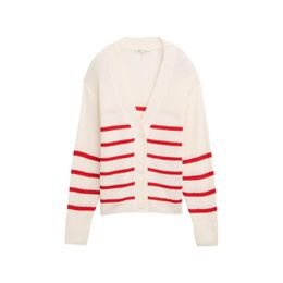 Tom Tailor Denim Strickjacke Damen Gr&ouml;&szlig;e XXL beige / rot