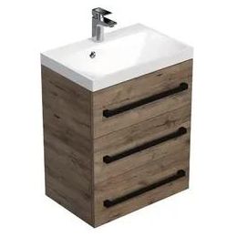 SAT Cube Way Badezimmerschrank mit Waschbecken 60x47,5x40 cm Wellington Eiche matt CUBE2C603DW