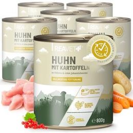REAVET Hundenassfutter - Huhn mit Naturreis an M&ouml;hren & roten Johannisbeeren 6x800 g