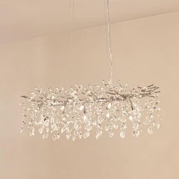 LUCANDE H&auml;ngeleuchte Bellora, 101 cm, Edelstahl, Kristall
