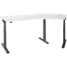 Schäfer Shop Schäfer Shop Select Winkelschreibtisch ERGO-T 2.0, elektrisch höhenverstellbar, 135° Winkel rechts, T-Fuß, B 2185 mm, lichtgrau/anthrazit