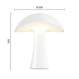 Louis Poulsen LED-Akkutischleuchte Rumee 220, wei&szlig;, IP44