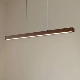 LUCANDE LED-Hängeleuchte Emara, holz dunkel, Eiche, CCT