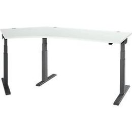 Schäfer Shop Schäfer Shop Select Winkelschreibtisch ERGO-T 2.0, elektrisch höhenverstellbar, 135° Winkel links, T-Fuß, B 2185 mm, lichtgrau/anthrazit